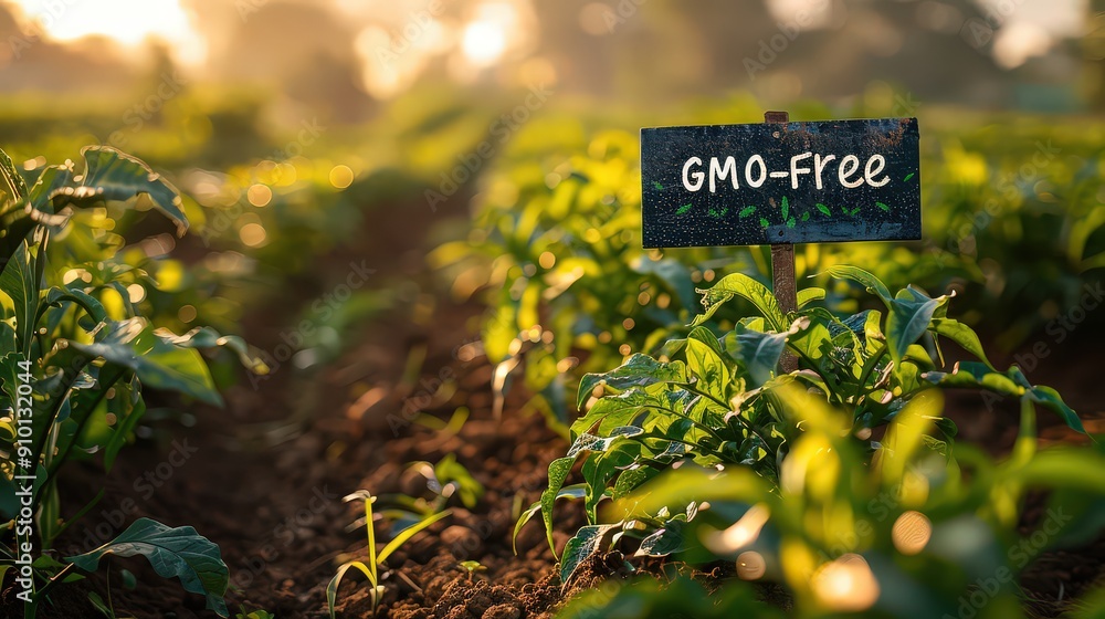 sign made from biodegradable or recycled materials, with the "GMO-Free ...