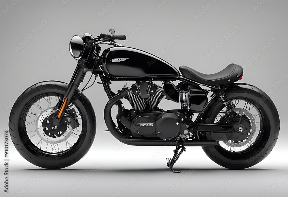 black custom side background motorcycle white view motorbike chopper ...