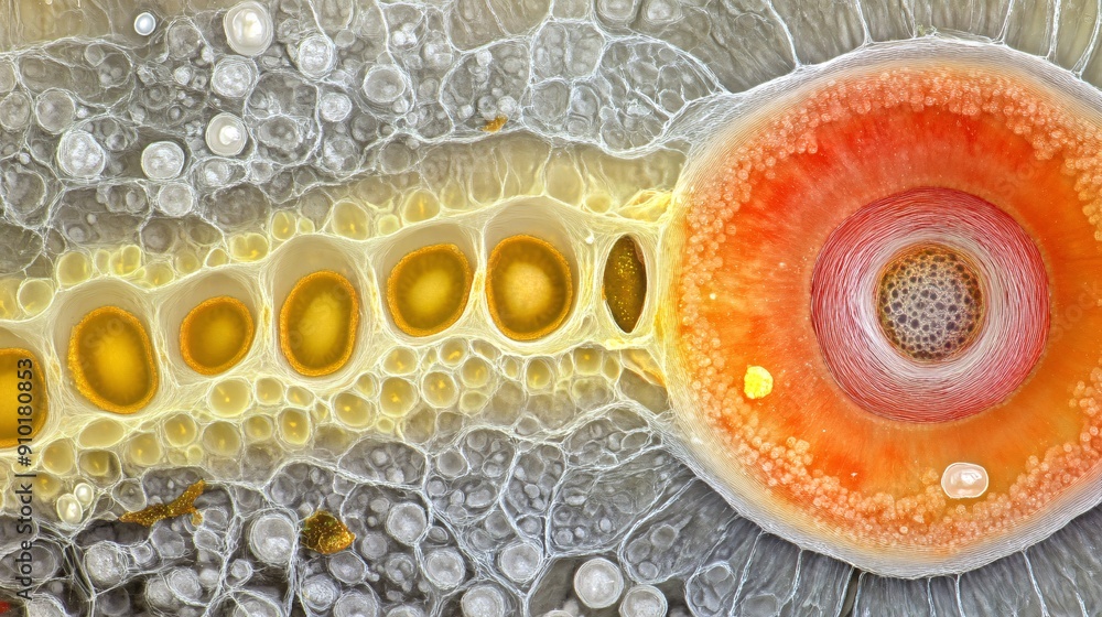 This detailed microscopic image captures the unique structure of a ...