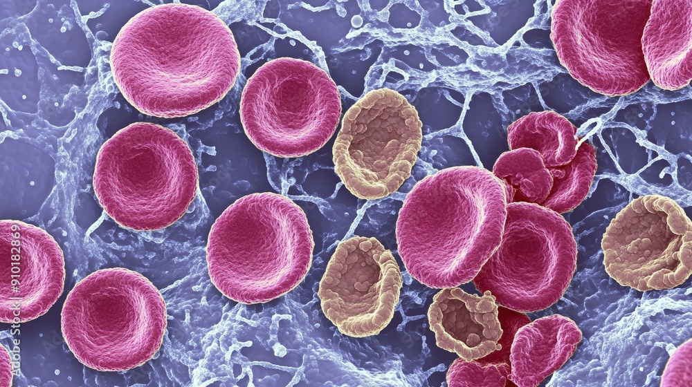 This microscopic image offers a detailed view of the cellular ...