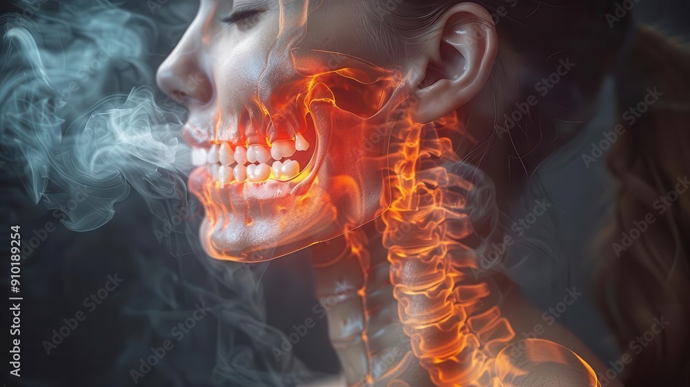 A medical scene focused on temporomandibular joint dysfunction, with ...