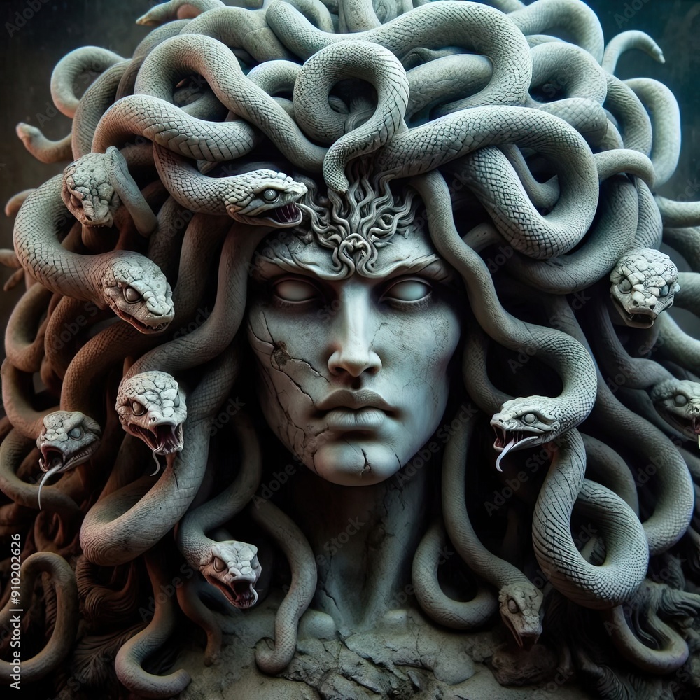Gorgon Medusa, with snakes for hair and the power to turn people to ...