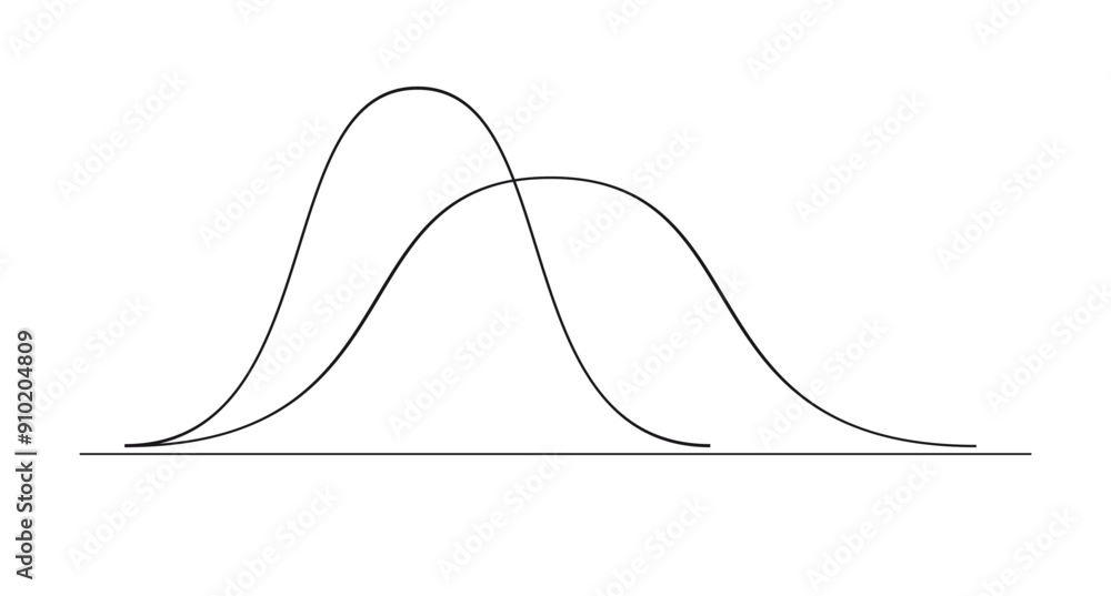 Bell curve graph. Gaussian or normal distribution graph. Probability ...