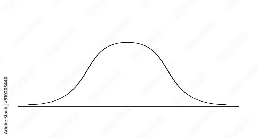 Bell curve graph. Gaussian or normal distribution graph. Probability ...