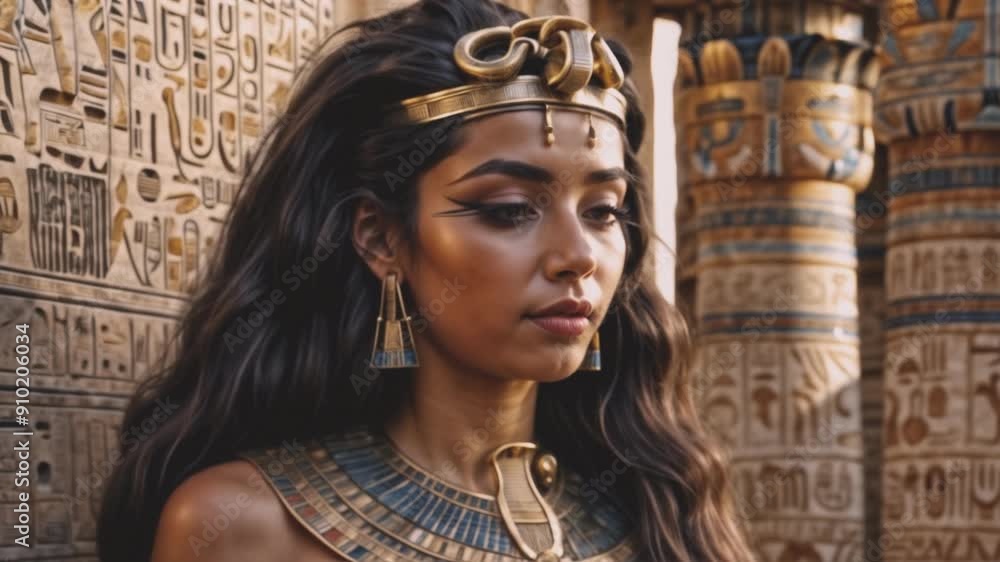 Portrait of a beautiful woman princess in traditional Egyptian clothing ...