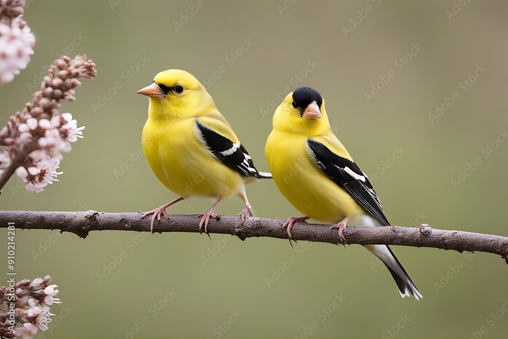 american spring male portrait goldfinch closeup leaf tree green bird ...