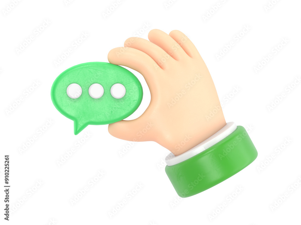 Transparent Backgrounds Mock-up. 3d hand holding chat bubble icon ...