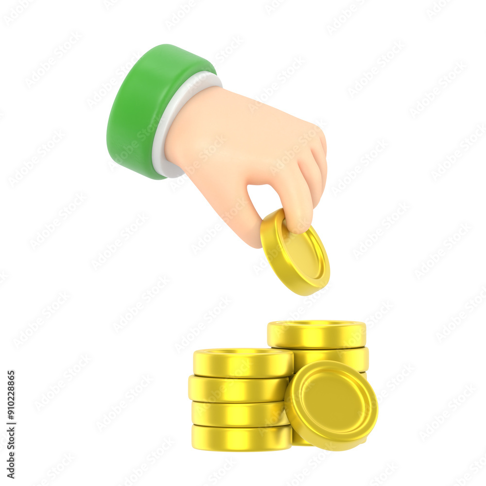 Transparent Backgrounds Mock-up. 3d Icon hand giving coins. Money ...