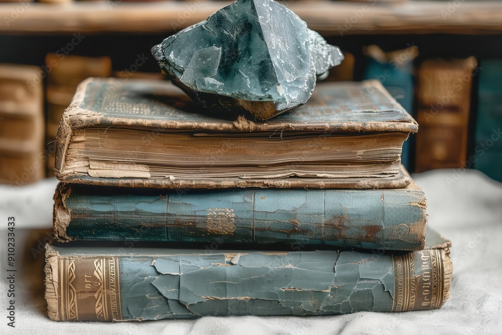 Enchanted objects in an ancient sorcerers library, books and artifacts ...