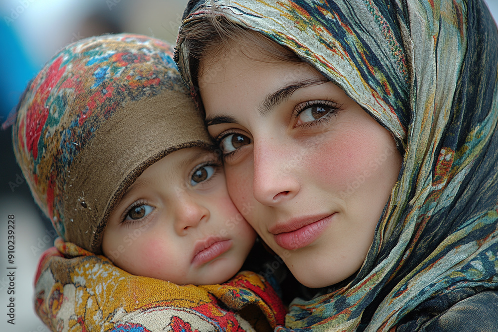 Photograph of a Refugee Mother Comforting Her Child: Highlighting ...