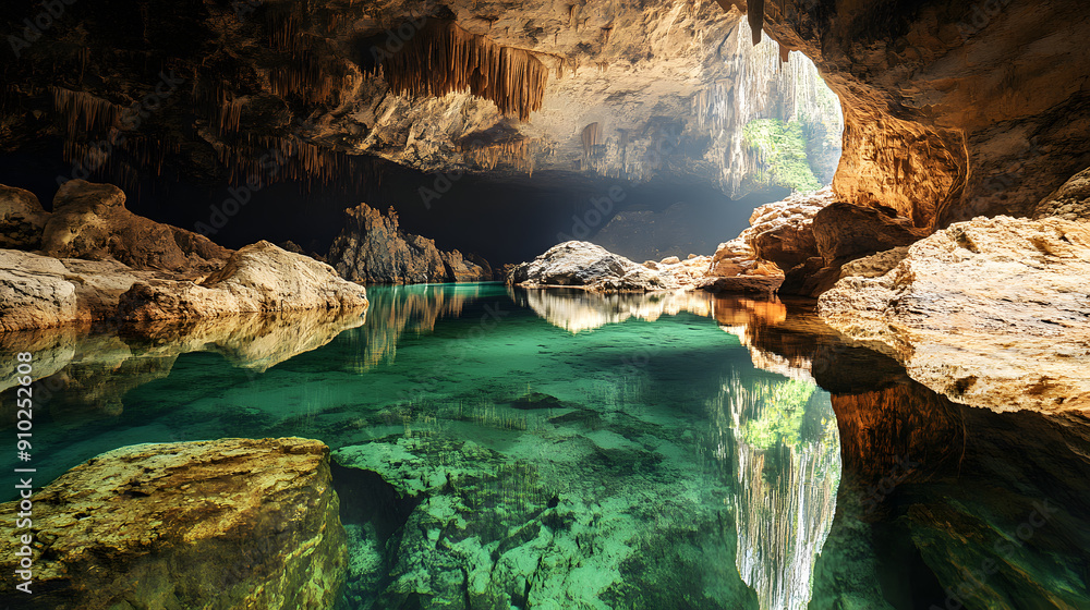 flowing underground in the crystal clear waters of clearwater cave ...