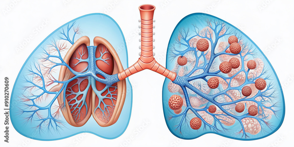 Lung anatomy, alveoli structure and gas exchange scheme Stock ...