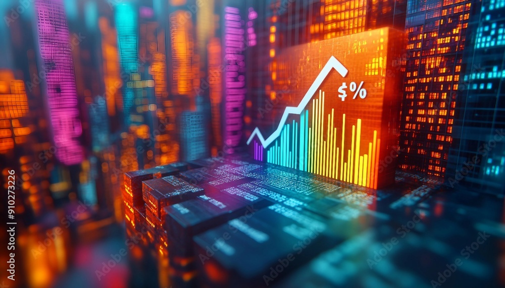 Falling Chart Arrow and Percentage Symbol: 3D Render on Dynamic ...