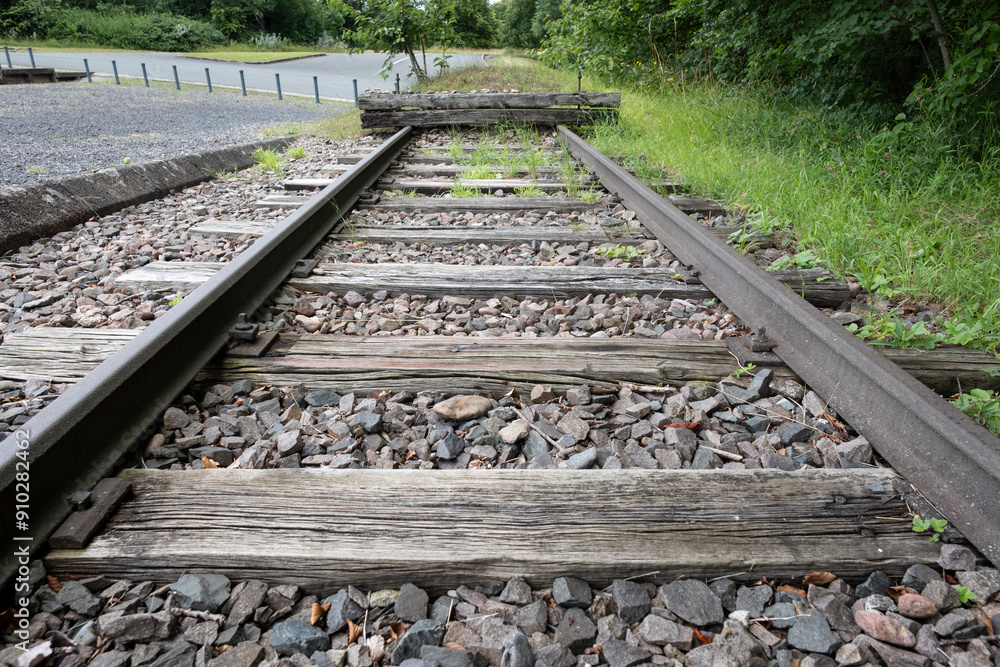 Former Buchenwald concentration camp station with end of the train ...