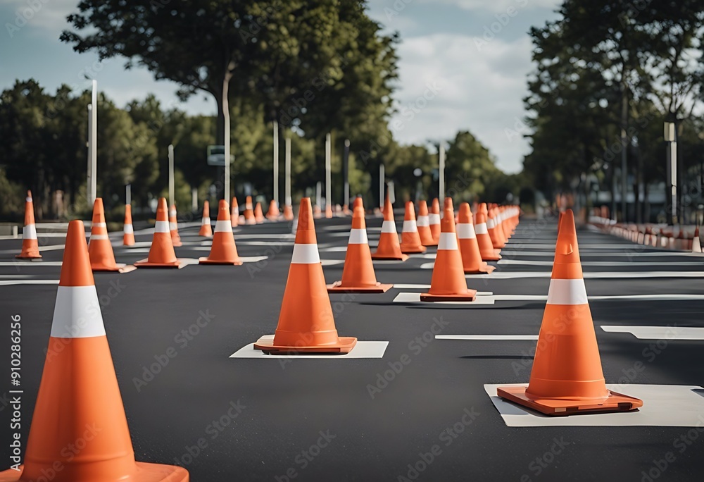 traffic row image cones path clipping cone road boundary warning sign ...