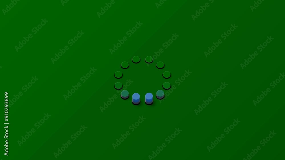 Animated round rotating loading blue bar on a green screen background ...