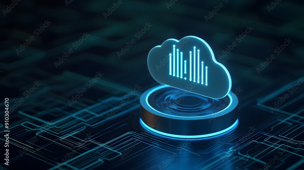 Futuristic Digital Cloud Icon With Data Graphs Representing Cloud 7687