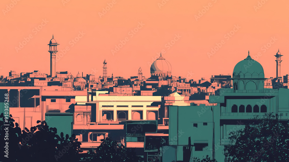 Risograph stencilled riso print travel poster, card, wallpaper or ...