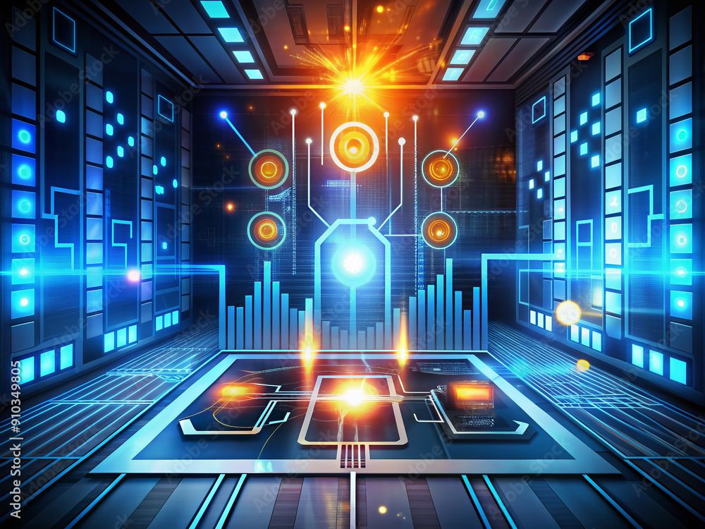 Futuristic abstract background with dynamic glowing lines and shapes ...