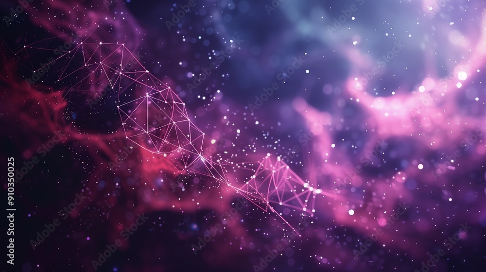 Abstract 3D space background with low poly design featuring ...