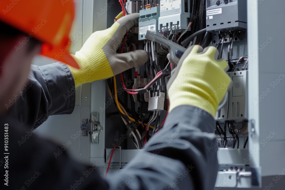 Electrician Upgrading a Homes Distribution Board Electrician replacing ...