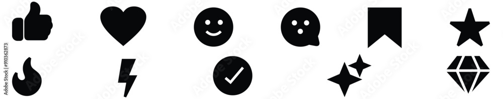 Add to favorite icons set. Like and love icon. Thumbs up and heart flat ...
