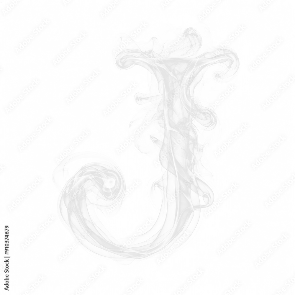 Letter J made of smoke. White smoke alphabet collection with numbers ...