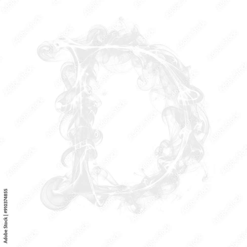 Letter D made of smoke. White smoke alphabet collection with numbers ...