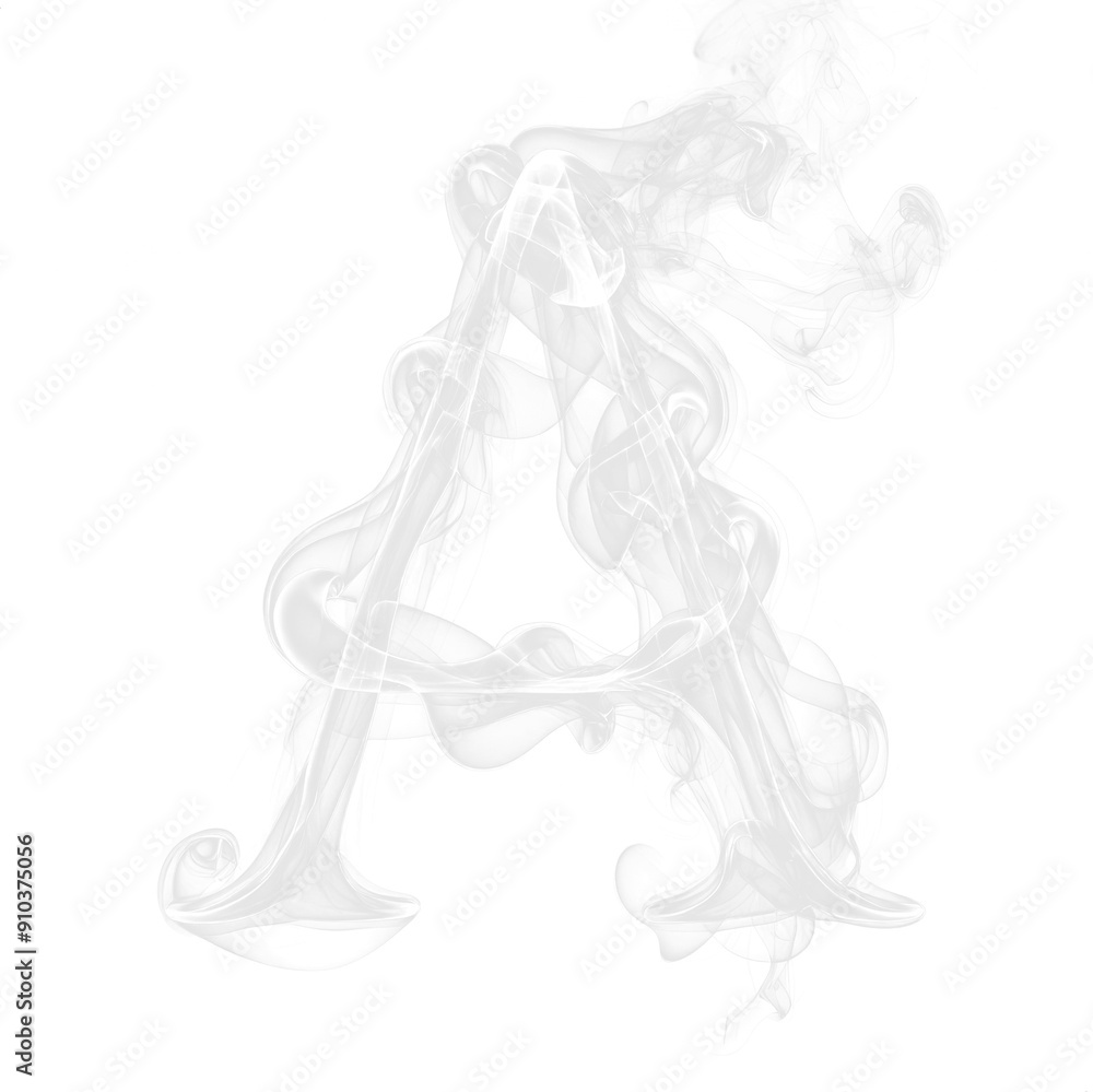Letter A made of smoke. White smoke alphabet collection with numbers ...