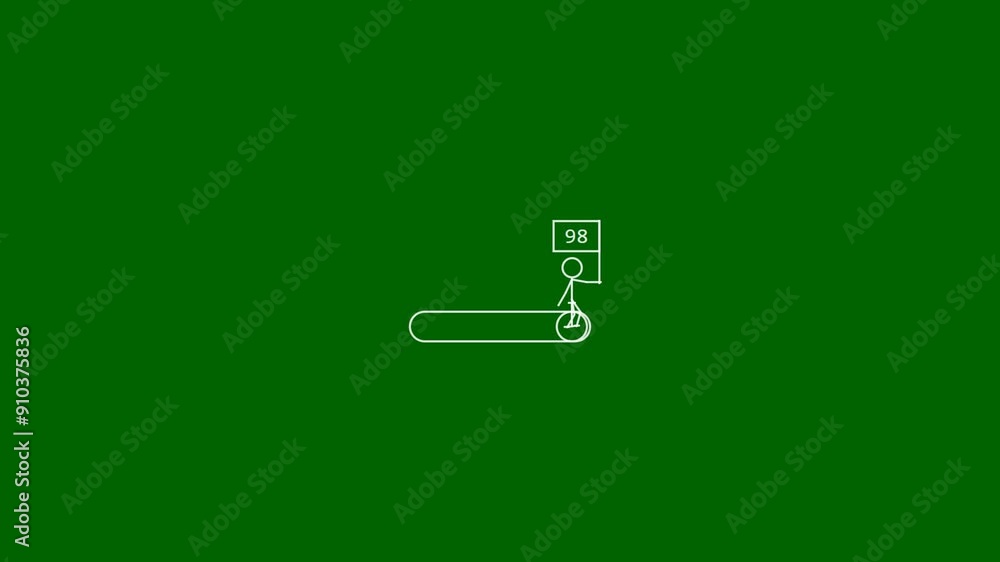 Simple stickman figure holding a loading bar with percentage ...