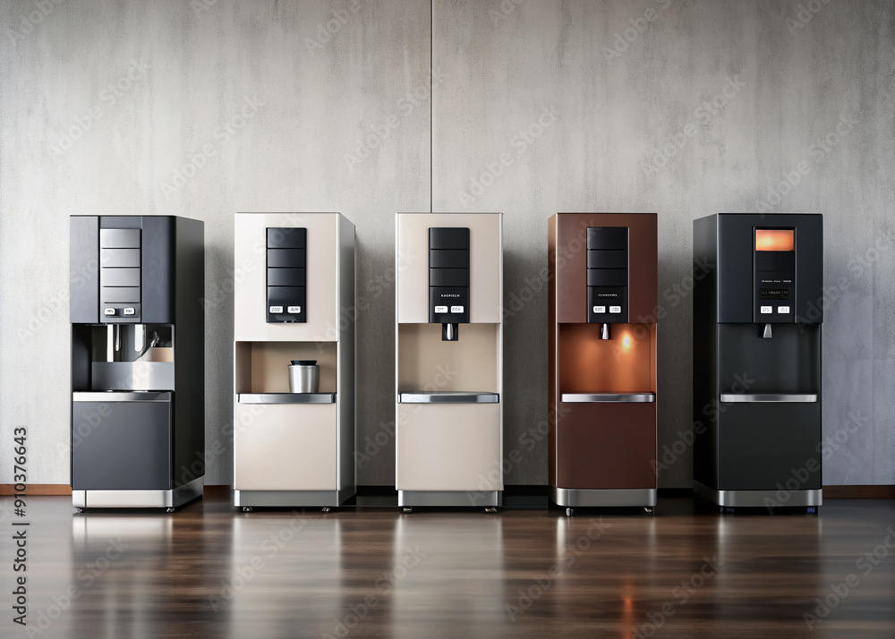 Various sleek and modern coffee vending machines with different design ...