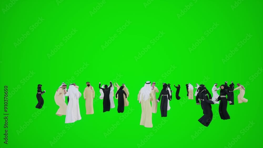 render 3D animation of a group of Arab women on the beaches of Dubai in ...