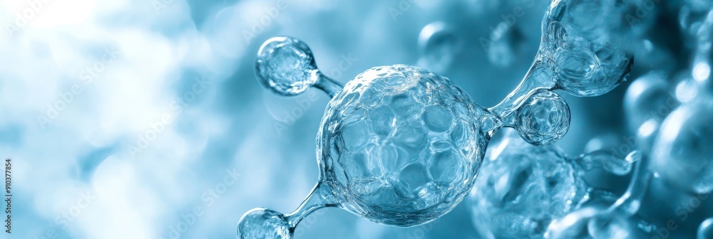 Abstract Blue Water Molecule - Science and Technology Stock Photo - A ...