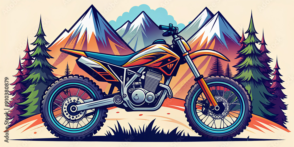 Stylized enduro bike with bold line art logo icon template design ...
