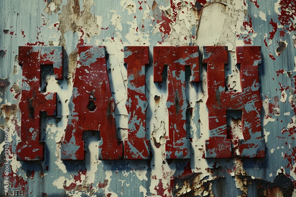 3D 'FAITH' text with a grunge texture, enhancing depth and dimension ...