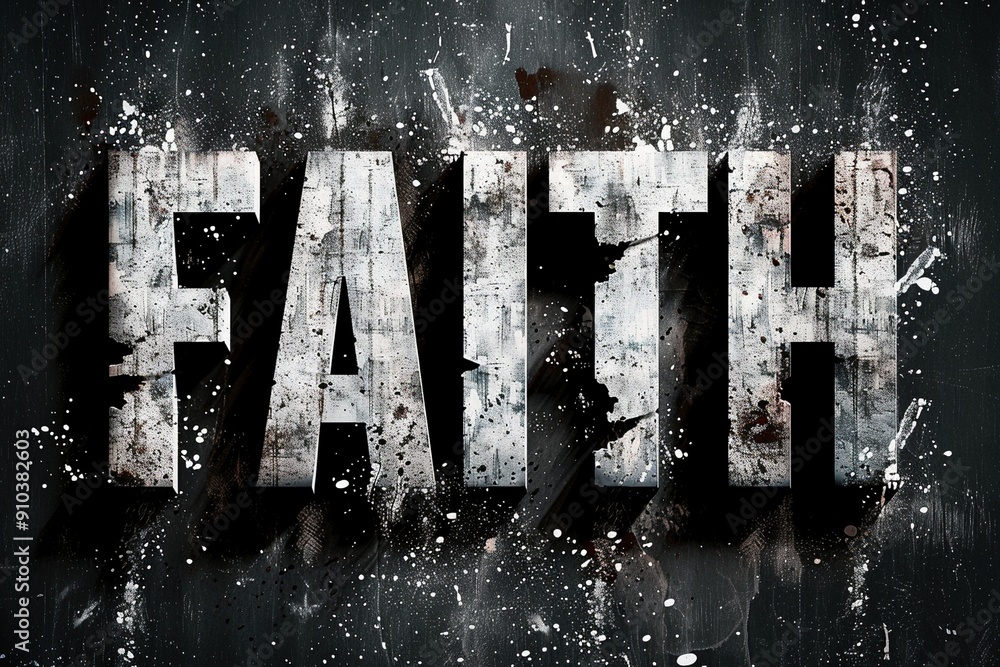 3D 'FAITH' text with a grunge texture, enhancing depth and dimension ...