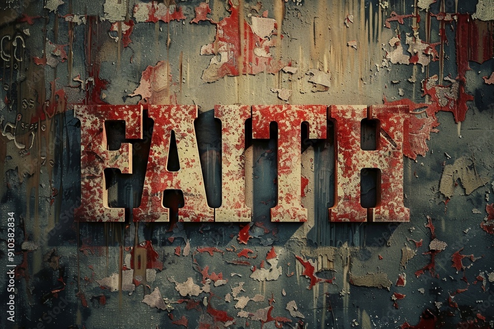 3D 'FAITH' text with a grunge texture, enhancing depth and dimension ...