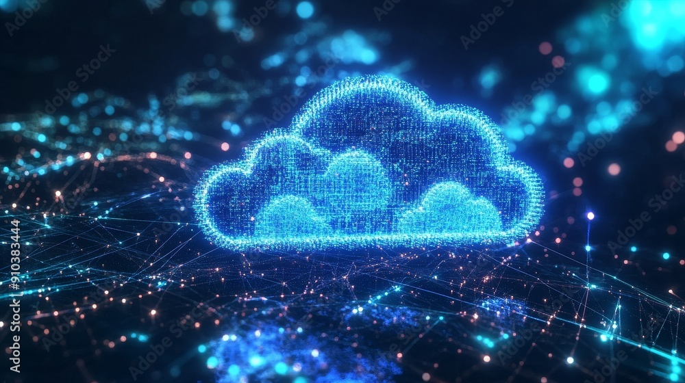 Digital Cloud Network Future Of Data Storage And Connectivity A Digital Cloud Symbol Glowing