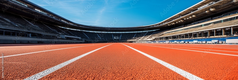 Empty Athletic Track in Modern Stadium - An empty running track with ...