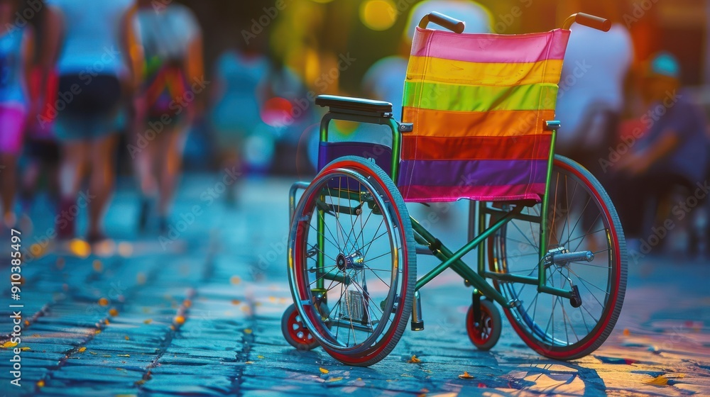 queer disabled wheelchair on gaypride, queer pride or disability pride ...