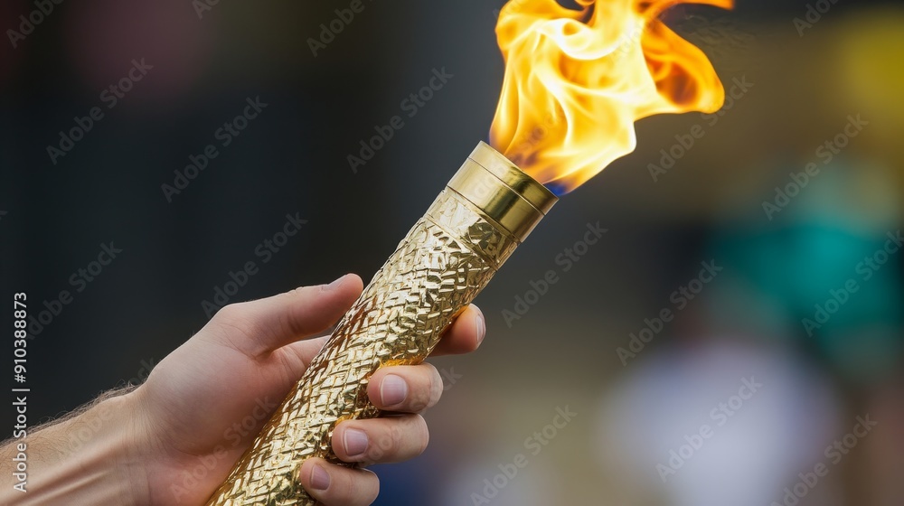 Olympic Torchbearer Holding Flame of Victory - A hand holds an Olympic ...