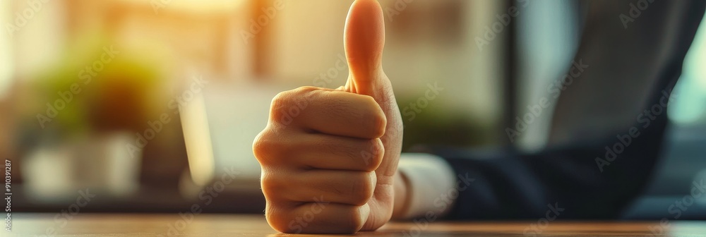 Thumbs Up - Success, Approval, Positive Gesture - A close-up shot of a ...
