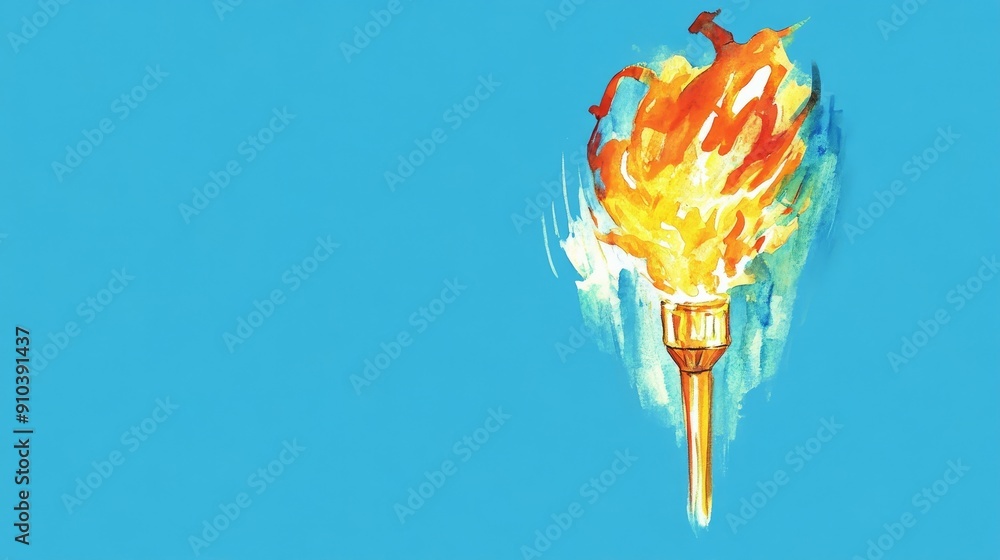 Torch of Hope and Inspiration - Blue Background - A symbolic image of a ...