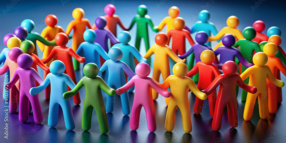 Vibrant abstract figures in diverse shapes, sizes, and colors ...