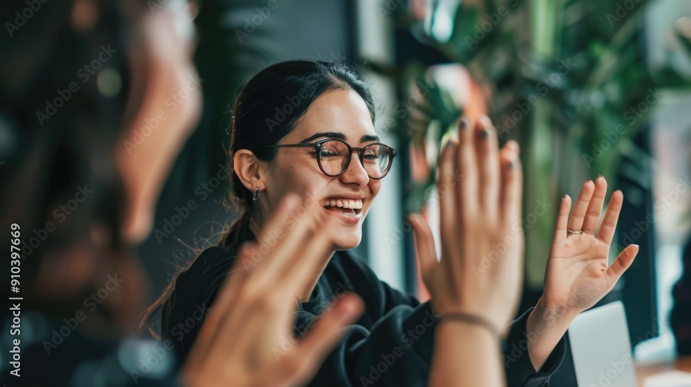 Picture of generous people high five for friendship or successful ...