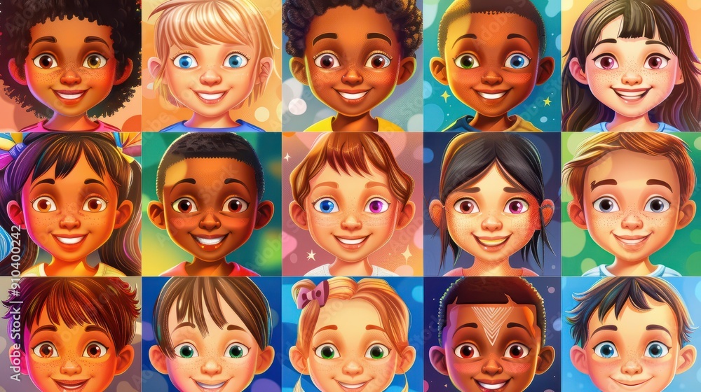 Kindergarten portrait of multiracial smiling different toddler boys and ...