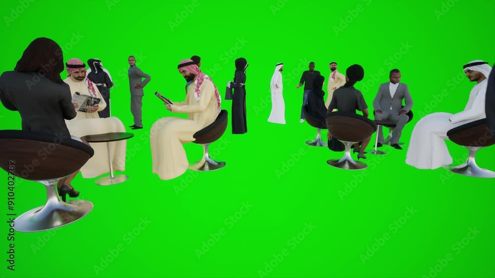 render 3D animation of the meeting of Muslims and Africans in A.D. They ...
