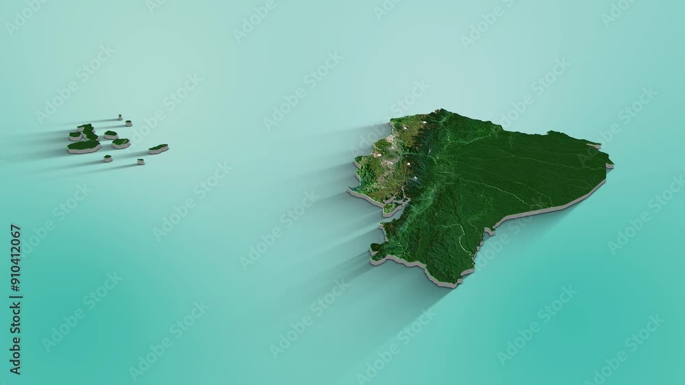 Ecuador with Regions Map Animation. 3d animation of Ecuador with ...