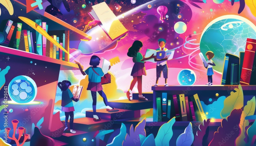 Explore vibrant education and exploration with a graphic collage of ...