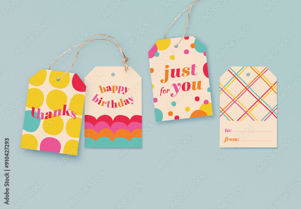 Bright Pop Gift Tag Set Stock Template | Adobe Stock